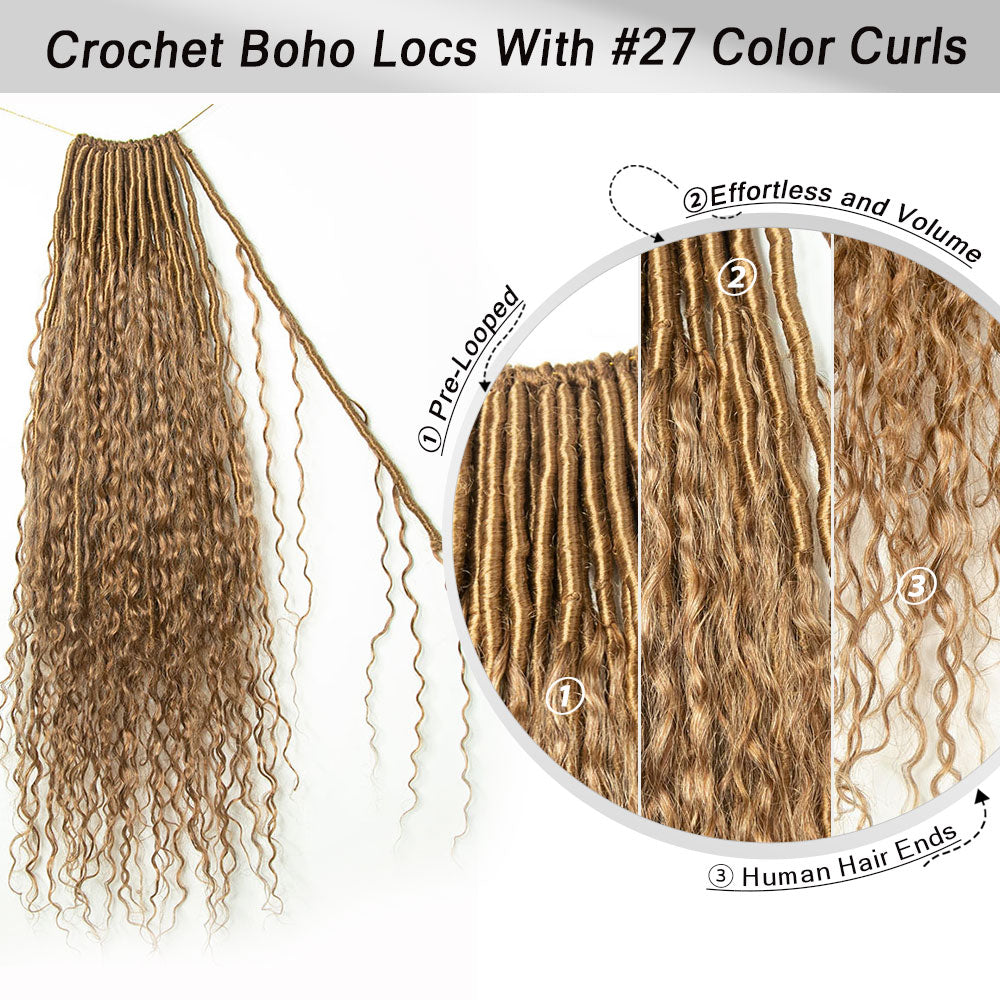 EAYON Boho Faux Locs Crochet Hair With Curly Ends #27 Color – Eayonhair