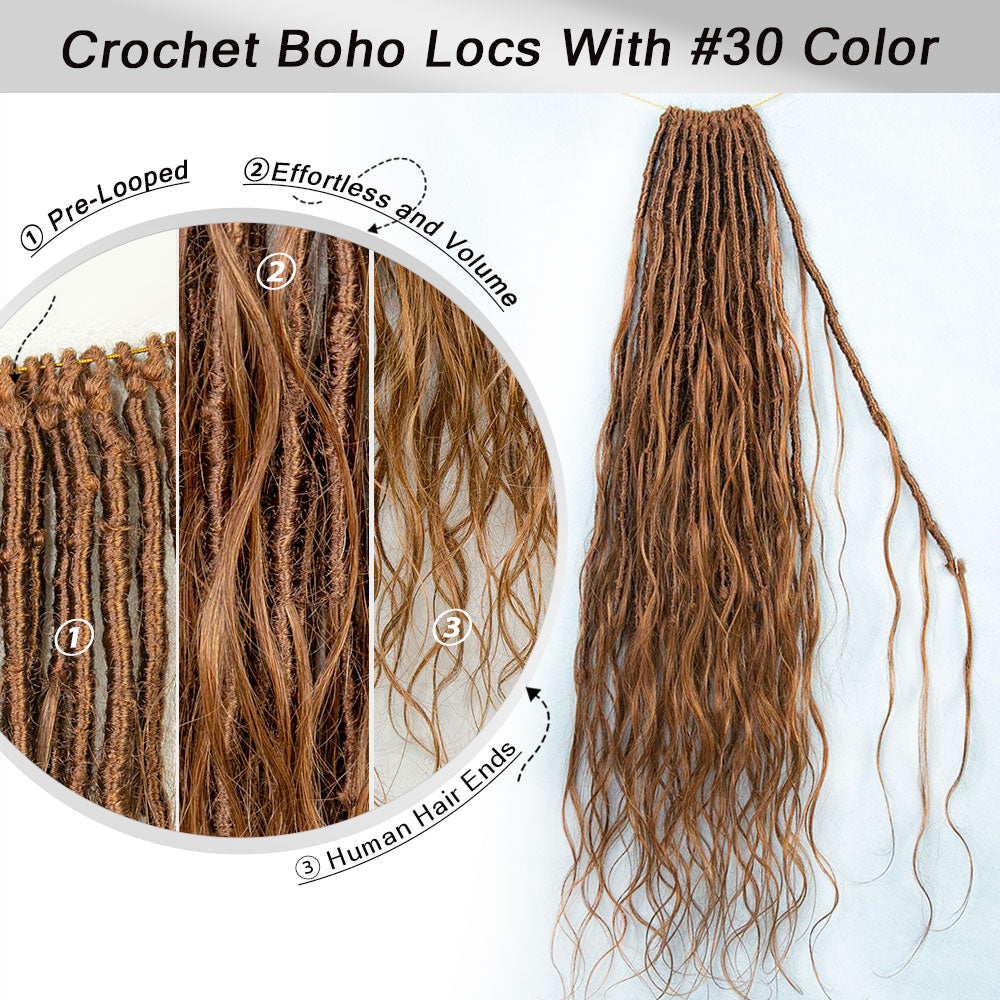 #30 Color Pre-looped Crochet Boho Locs With French Curls – Eayonhair