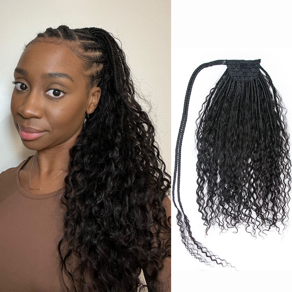 Wrap & Go Goddess Boho Braids Ponytail With Human Hair Curls – Eayonhair
