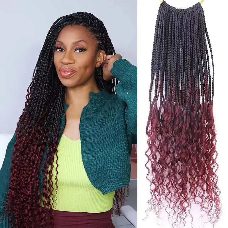 Crochet Braids With Double Drawn Burmese Human Hair Curls Burgundy Col ...