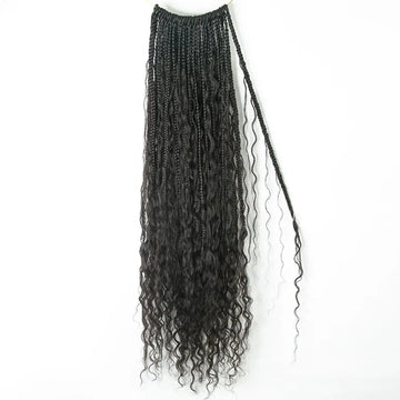 Pre-Looped Crochet Boho Box Braids With Human Hair Curls – Eayonhair