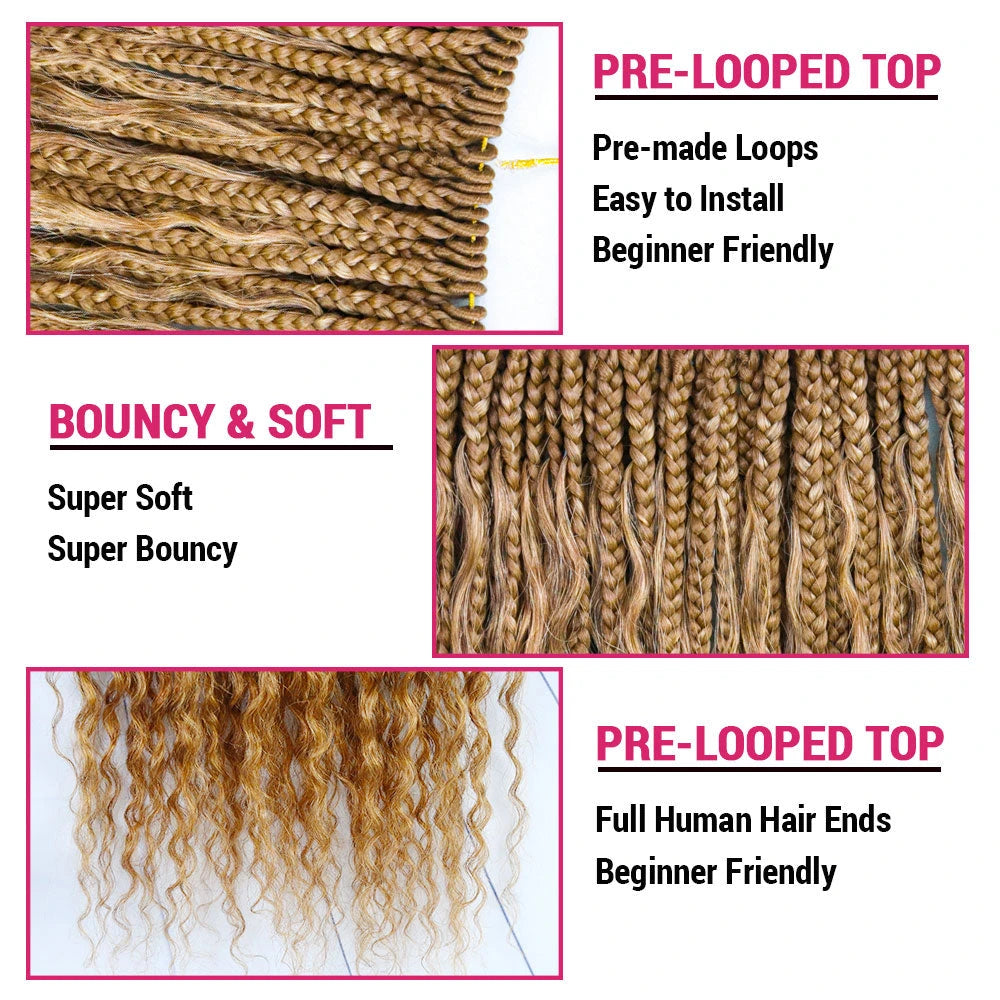 EAYON #27 Blonde Crochet Boho Box Braids 14"-24" – Eayonhair