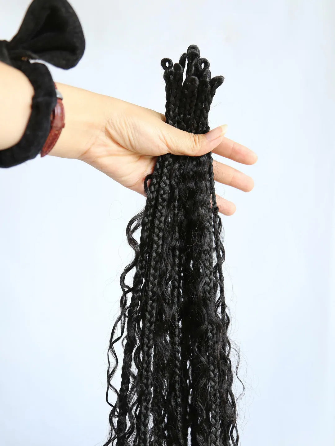 Pre-Looped Crochet Boho Box Braids With Human Hair Curls – Eayonhair